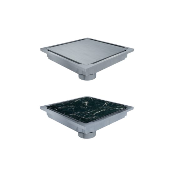 S-trap 20x20 cm Ceramic Compatible Shower Drain - Stainless Fram - Ø50 ...